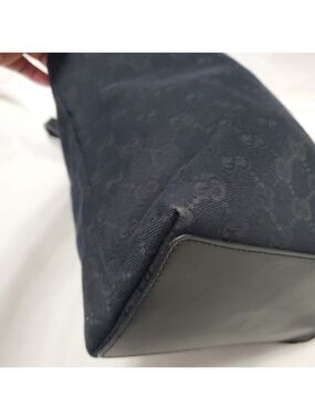 Gucci | Bags | Gucci Black Gg Monogram Canvas Leather Trim Tote | Poshmark